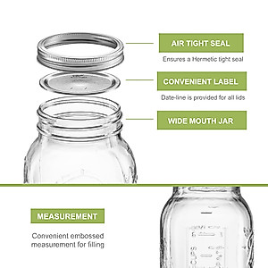 KanBandz Ball Regular Mouth 16-Ounces Mason Jar with Lids and Bands (24-Units), 24-Pack, AS SHOWN Bundled Non-Slip Jar Opener And Pack Of Self Stick Jar Labels.