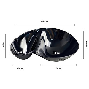 LUSHIG Chip and Dip Serving Set Melamine Tray Divided Platters (Black)