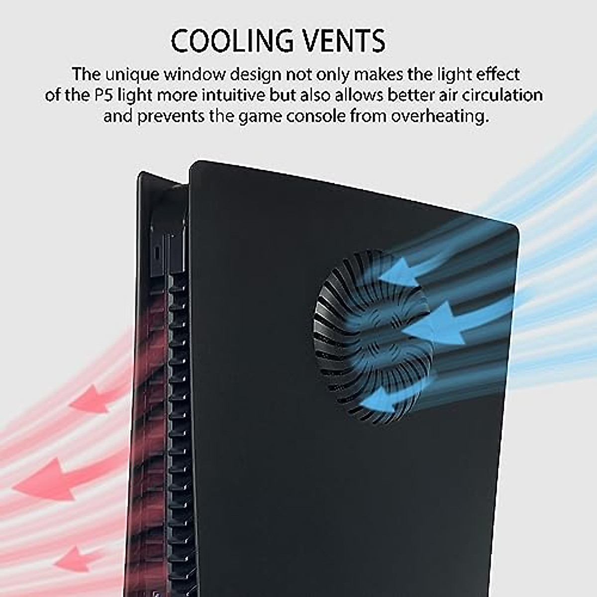 Faceplate for PS5 with Cooling Vents and Dust Filter DOBEWINGDELOU Face Plate Console Cover Replacement Side Plate Shell for PS5 Disc Edition Dustproof Accessories ABS Case Black