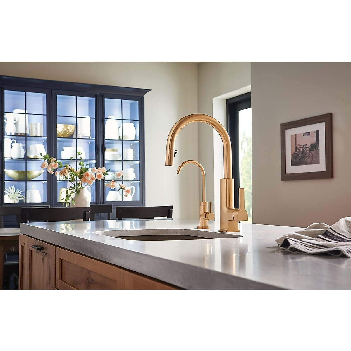 Moen Brushed Gold Sip Modern Cold Water Kitchen Beverage Faucet with Optional Filtration System, Drinking Water Faucet, S5530BG