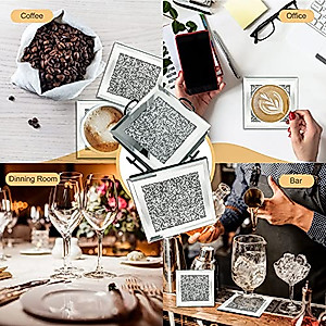 6 Sets Glass Mirrored Drink Coasters with Holder, DILIBRA Modern Bling Bling Crystal Cup Coasters for Dirnk, 4x4 Inches Crushed Diamond Glass Plates - Avoid Furniture Being Scratched and Soiled