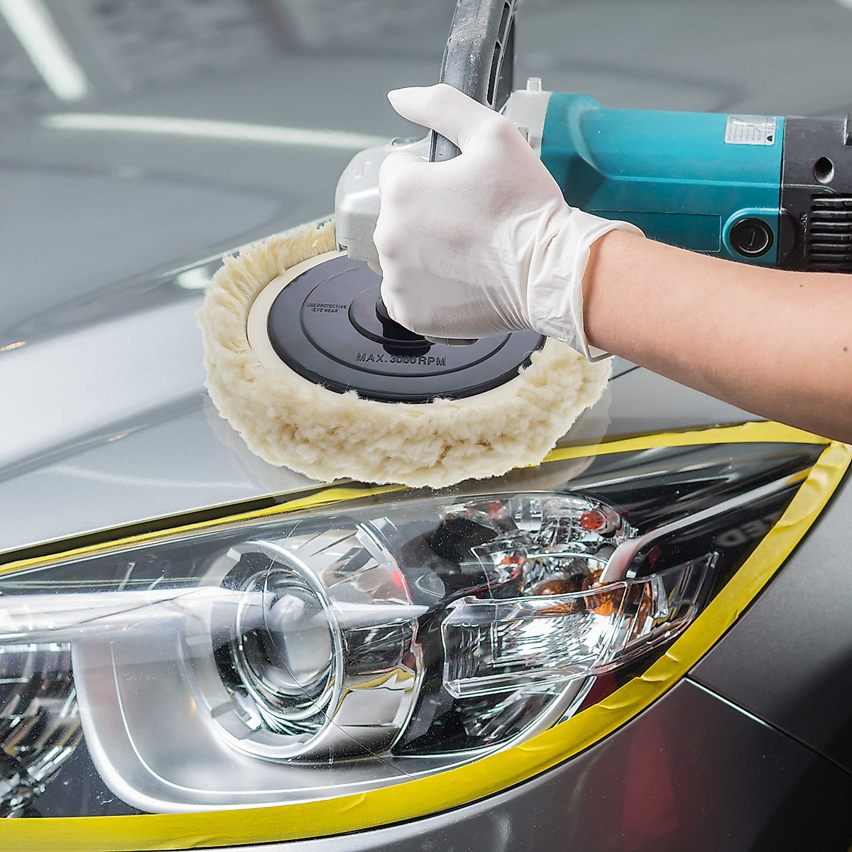 TCP Global Brand 7" Hook & Loop Grip Mount Universal Polisher Buffer Backing Plate Pad, 5/8" - 11 Threads - Attach Foam Wool Buff Pads - Rotary Polisher Backup Pad - Automotive, Car Detailing