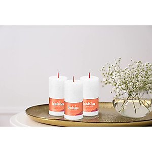 BOLSIUS 4 Pack White Rustic Pillar Candles - 2 X 4 Inches - Premium European Quality - includes Natural Plant-Based Wax - Unscented Dripless Smokeless 30 Hour Party Décor and Wedding Candles