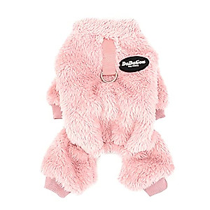 Zunea Winter Dog Pajamas for Small Dogs Warm Fleece Puppy Clothes Pyjamas Fuzzy 4-Legged Pjs Jumpsuit Soft Cozy Plush Pullover Overall Outfit Pet Girl Boy Apparel for Chihuahua Yorkie Pink S