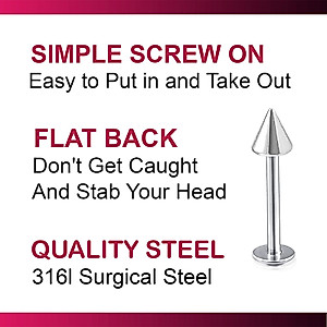 bodyjewellery 8pcs 16g Labret Lip Stud Cartilage Ring Tragus Snakebite Monroe Triple Forward Helix Conch Medusa Lobe Spike - 10mm