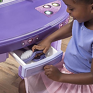Step2 Pretty & Posh Vanity with Stool | Kids Pretend Play Vanity Set , Purple