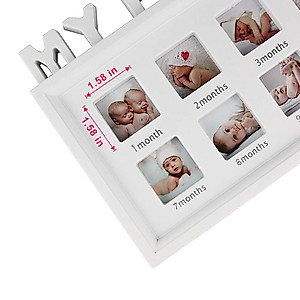 ESTAMICO My First Year Frame Baby Picture Keepsake Frame for Photo Memories, White