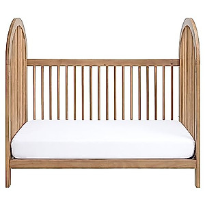 Oxford Baby Everlee Modern High Arch 3-in-1 Convertible Island Crib with Round Spindles, Honey Wood