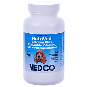 NutriVed Calcium Plus Chewable Vitamins For Dogs - 60 Tablets