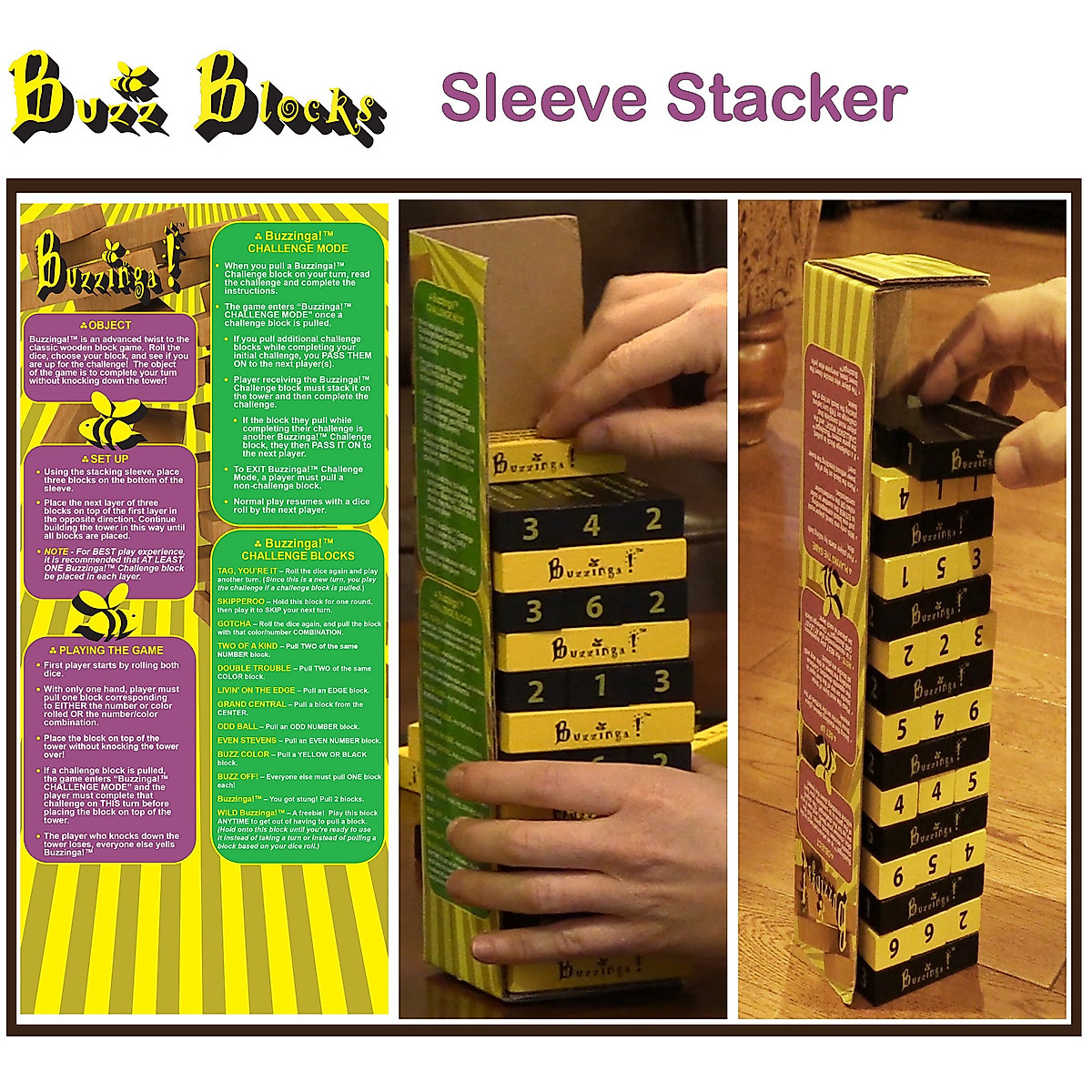 BuzzBlocks an Advanced Twist to The Classic Wooden Stacking Game, Top Educational Toy Building Set for Kids, 54 Pieces with #1 Superior Bundle & Premium Packaging, 1 or More Players Ages 6 and Up