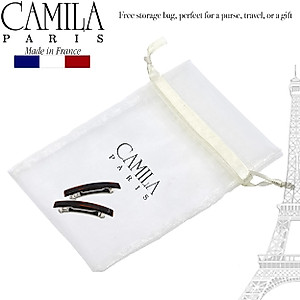 Camila Paris AD1/2 French Hair Barrette Clip for Girls, Set of 2 Rubberized Metal Clasp Strong Hold Grip Hair Clips for Women, No Slip Durable Styling Girls Hair Accessories, Made in France