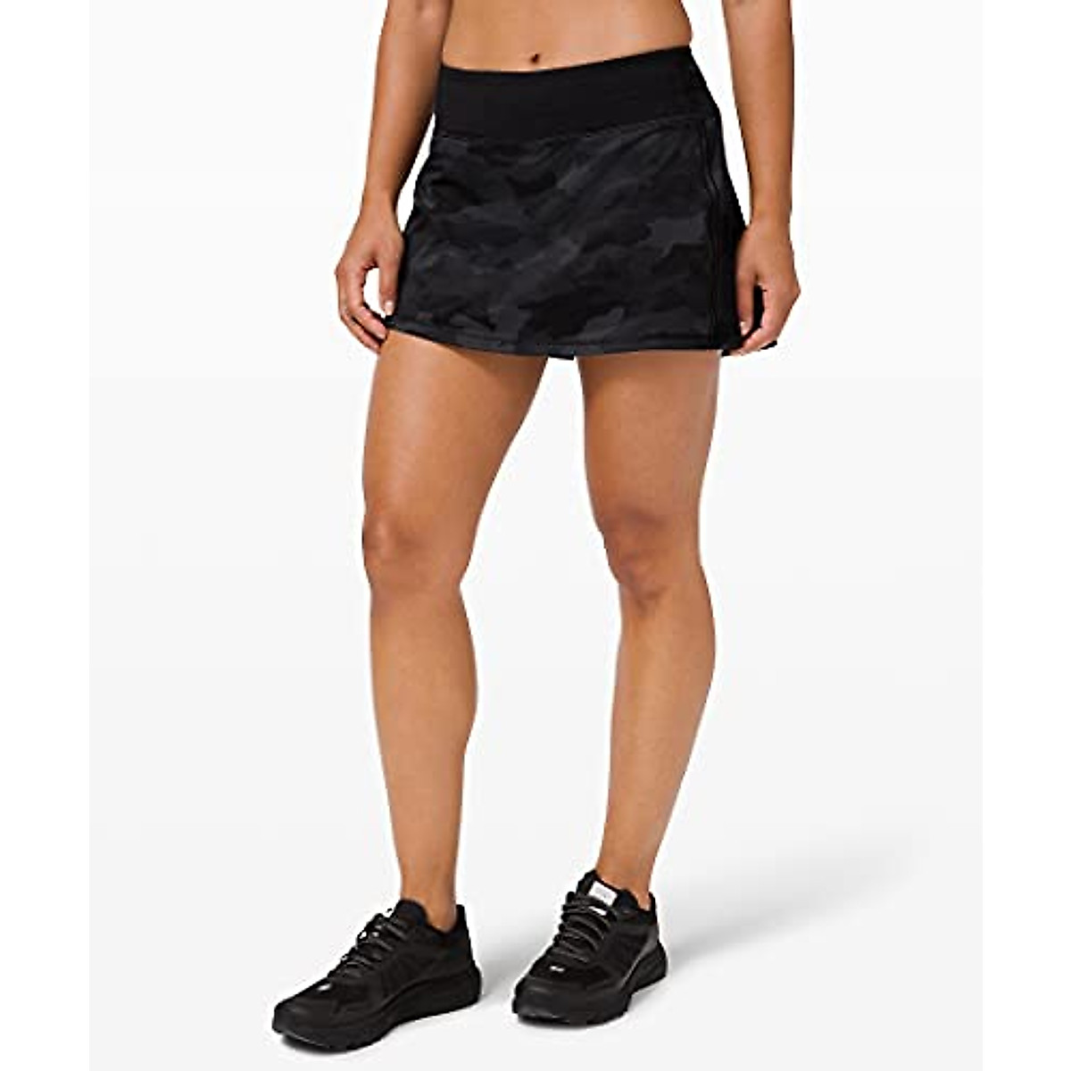 Lululemon Athletica Pace Rival MR Skirt (Heritage 365 Camo Deep Coal Multi/Black, Size 14)