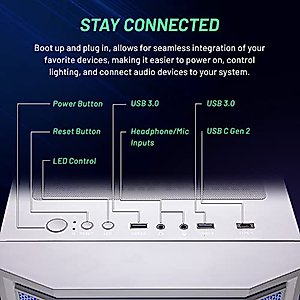 Skytech Gaming Skytech Archangel Gaming PC Desktop – Intel Core i5 12400F 2.5 GHz, NVIDIA RTX 4060 Ti, 1TB NVME SSD, 16GB DDR4 RAM 3200, 650W Gold PSU, 11AC Wi-Fi, Windows 11 Home 64-bit,White