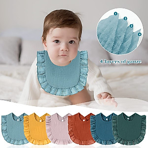 ZURLEFY Baby Girl Bandana Drool Bibs, 6 Pack Absorbent Cotton Muslin Drooling Bibs, Teething Bibs for Infants, Toddlers, Newborn (6 PACK-5)