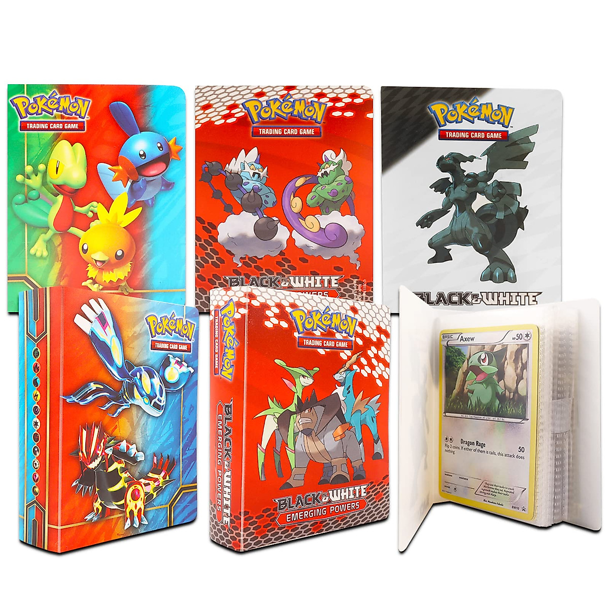 pokeball Pokemon Binders for Cards Bundle ~ 6 Pack Assorted Pokemon Album Card Holder, Each Holds 60 Cards Plus Door Hanger | Pokemon Card Carrying Case, Mini