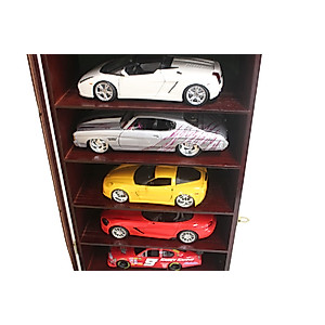 1/24 - 1/18 Scale Diecast Wheels Model 8 Cars Display Case Cabinet Holder Holds - Mahogany Finish (Mahogany Finish)