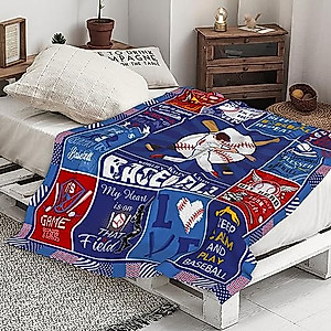 Baseball Blanket Ultra Soft Warm Flannel Throw Blanket Baseball Lover Baseball Team Blankets Gifts for Boys Adults Kids 50"X40"