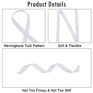 Twill Tape Ribbon Soft Natural Twill Tape Herringbone Webbing Tape Sewing Twill Ribbon for DIY Craft Making (White, 1/2 Inch, 27 Yards)