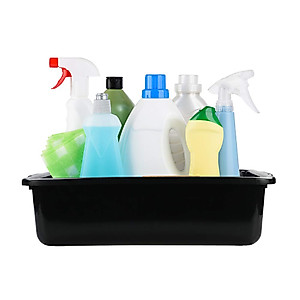Parlynies 4-Pack 25 L Commercial Bus Box/Tote Box, Plastic Utility Bus Tub, Black