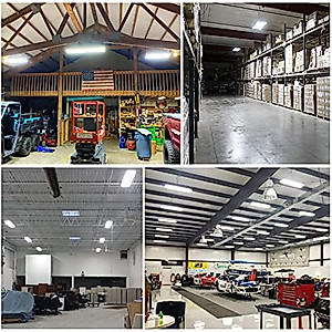 hykolity 2 Pack 4FT LED Linear High Bay Shop Light, 300W LED Shop Light, 37500lm 125LM/W, 100-277V, 0-10V Dim, 5000K Daylight Linear Hanging Light for Warehouse Workshops, UL Listed, 5 Years Warranty