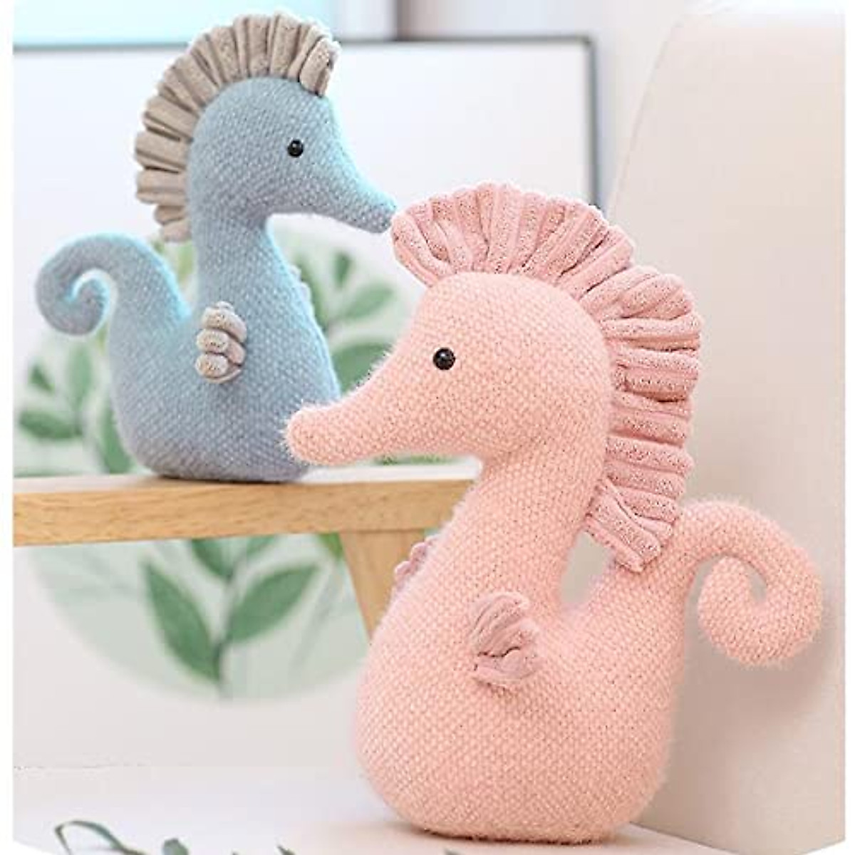 Ruzucoda Stuffed Sea Horse Plush Animals Toys Seahorse Dolls Decorations Gifts for Kids Boys Girls 8.6 Inches (Pink)