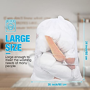 Xinnun 12 Pack Mesh Laundry Bag Drawstring Heavy Duty Bag Bulk, 24 x 36 Inches Durable Machine Washable Storage Bag for Factories, College, Dorm and Apartment Dwellers, White
