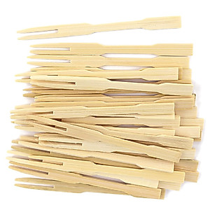 BambooMN Premium 3.5" Bamboo Mini Cocktail Tasting Forks Fruit Picks Party Supplies, 2000 Pieces