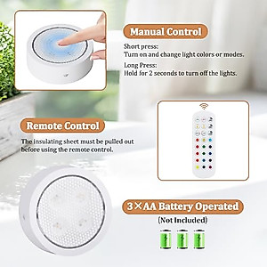 Battery Operated Wall Sconces Set of 2 - Dimmable LED Wall Lights with Remote Control, 15 Color Changeable Wall Mounted Lamps with Fabric Shade, Magnetic LED Wall Light Fixtures for Bedroom Hallway