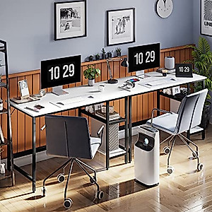 CubiCubi Computer Home Office Desk, 47 Inch Desk Study Writing Table with Storage Shelves, Modern Simple PC Desk with Splice Board,White Finish