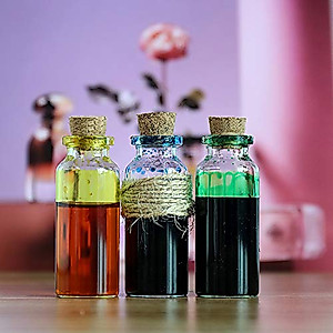 VOFUWS 48PCS 20ml Mini Glass Jars Bottles with Corks(48pcs Eye Screws and 30-meter twine and 3pcs Funnel)