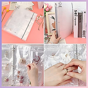 17Dec Extra Large Transparent Jewelry Storage Book Box with 300 Slots,Clear Travel Earring Jewelry Organizer Binder with Pocket,50 Plastic PVC Bag for Ring,Necklace,Bracelets,Stud