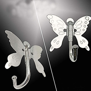 haowei Butterfly Hook Coat Hooks for Door, 8 Pack Stainless Steel Robe Hooks for Clothes, Hats, Kitchen, Bathroom - Universal Design for Easy Installation and Organization