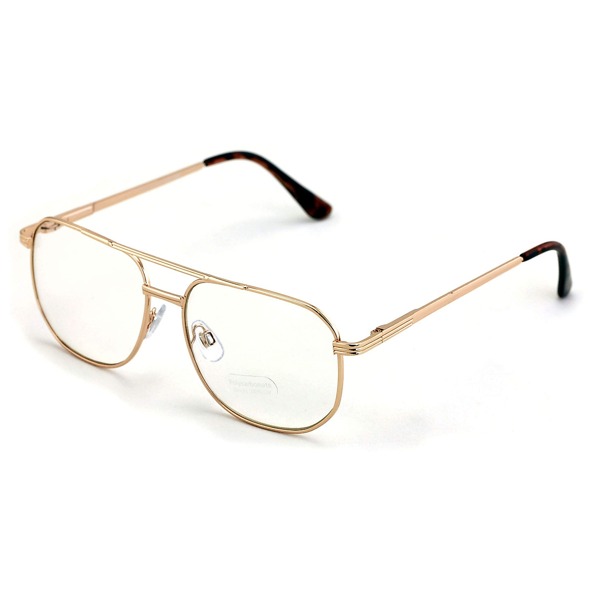 V.W.E. Metal Clear Len Glasses - Big Lens Spring Hinge Square Fashion Gold Gunmetal (Gold)