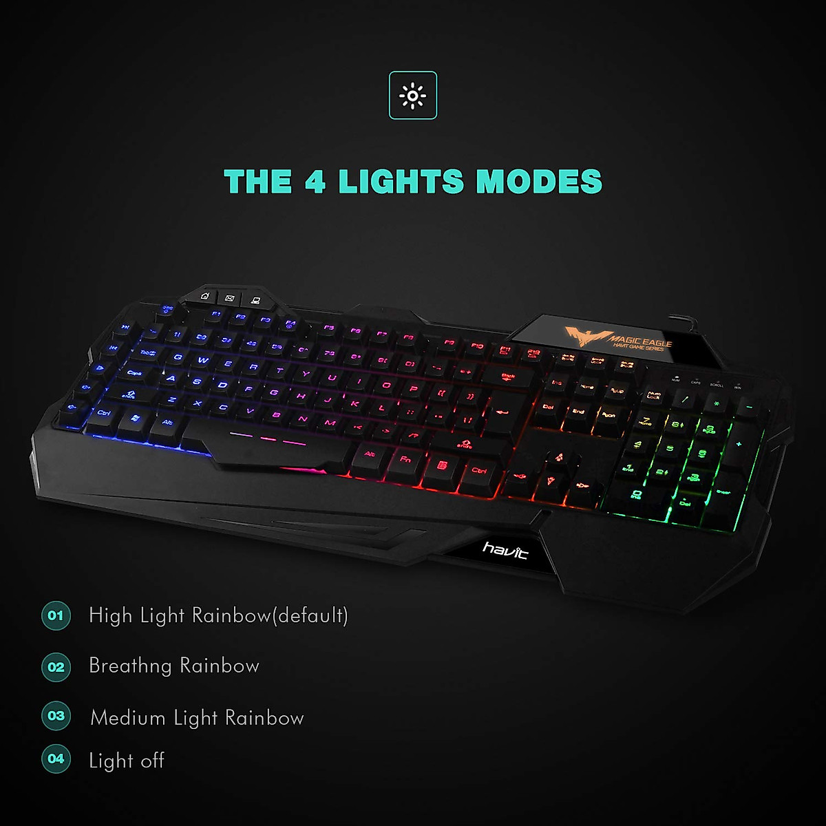 HAVIT HV-KB558CM Gaming Keyboard and Mouse Combo (Rainbow Backlit) Black / UK Layout (QWERTY)