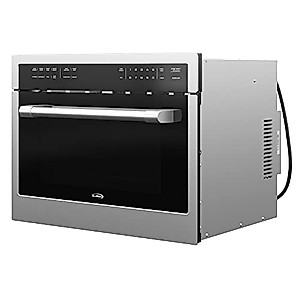 KoolMore KM-CWO24-SS 24 Inch Built-in Convection Oven and Microwave Combination with Broil, Soft Close Door, 1000 Watt Power, Stainless Steel Finish, Touch Control LCD Display, 1.6 Cu. Ft, Silver