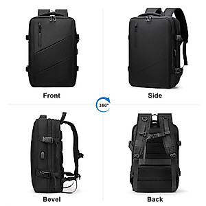 Men Carry on Travel Backpack 40L,Hiking Backpack Waterproof for Women, Lightweight School Casual Daypack Laptop Backpack with Expandable Airplane Approved 15.6 inch Laptop Compartment USB Charge Port
