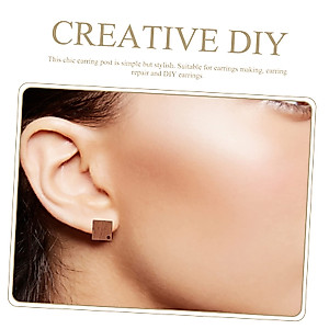 VILLCASE 2sets Wooden Earring Posts Studs Flat Pad DIY Jewelry Accessories for Earring Making 20pcs*2