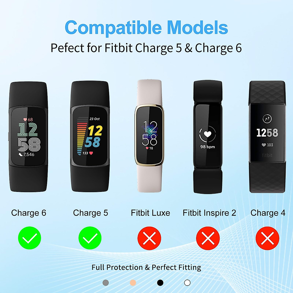 NANW 3-Pack Screen Protector Compatible with Fitbit Charge 6/5 (Not for Charge 4/3), TPU Rugged Bumper Case Cover All-Around Protective Plated Bumper Shell Accessories for Charge 6 5 Smartwatch