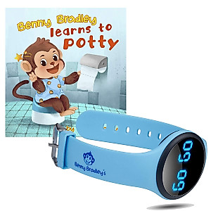 Potty Training Watch for Kids V1 – A Water Resistant Potty Reminder Device for Boys and Girls to Train Your Toddler with Fun/Musical and Vibration Interval Reminders with Potty Training eBook (Blue)