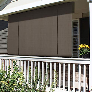 Windscreen4less Exterior Roller Shade Blinds Outdoor Roll Up Shade Privacy for Deck Back Yard Gazebo Pergola Balcony Patio Porch 7’ W x 6’ L Brown…
