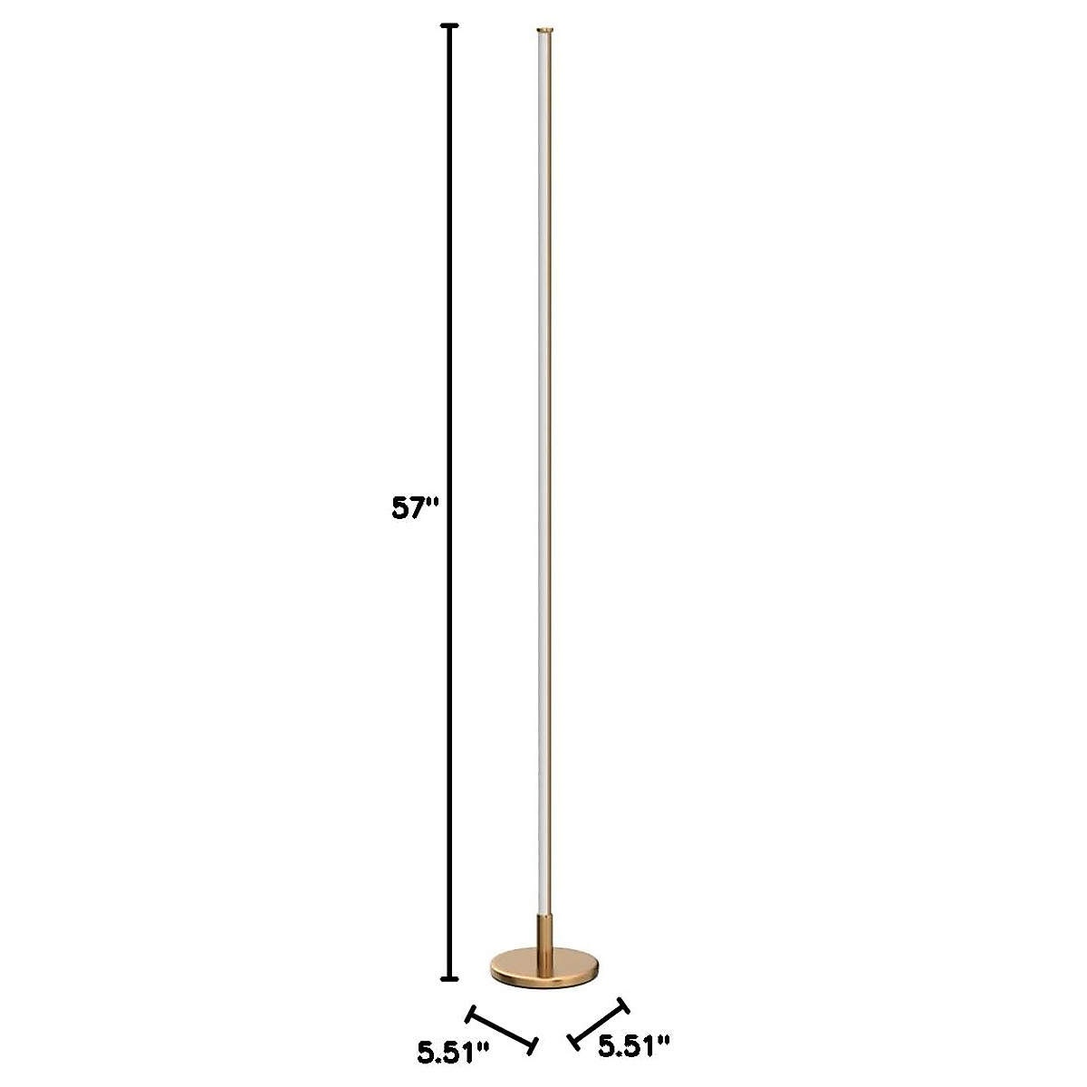 TACAHE Minimalist Corner Floor Lamp - 2700K-6500K Dimmable LED Night Light - Modern Standing Mood Lamp with Remote Control for Living Room, Bedroom - 57" 12W - Gold