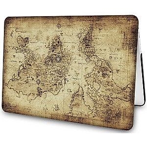 AMCJJ Compatible with MacBook Air 13 Inch Case 2021 2020 Release A2337 M1/A2179 with Retina & Touch ID, Shiny Plastic Hard Shell Case & Keyboard Cover, World Map