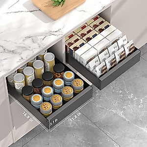 Laloton Pull Out Cabinet Organizer, Cabinet Pull Out Shelves 11.8" W x 16.9" D, Pull Out Drawers for Cabinets, Heavy Slide Drawers Fixed with Adhesive Nano Film Fixed, for Kitchen, Bathroom (Grey)