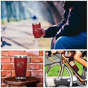 Wet Work Double Wall Tumbler 20 oz Made from Durable Stainless Steel for Hot and Cold Drinks - Insulated Travel Mug for Coffee Tea Wine with Leak Proof Lid for Travel Hiking Camping Gifts - Red