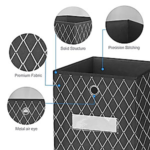 Cube Storage Organizer Bins - 12x12x12 Inch Fabric Storage Cubes Basket Container with Metal Ring Handle for Closet,Pantry,Boys,Girls,Kids Toys,Clothes,Nusery,Kallax Shelving Unit,Set of 6 (Gray)
