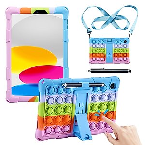 HminSen for TCL TAB 8 WiFi 9132X/for TCL TAB 8 LE 9137W Tablet Case, Kids Friendly Built in Stand Shoulder Strap Cover for TCL TAB 8 Plus 9138S/TCL Tab 8 LE/Tab 8 WiFi/Tab 8V Tablet (R-Blue)