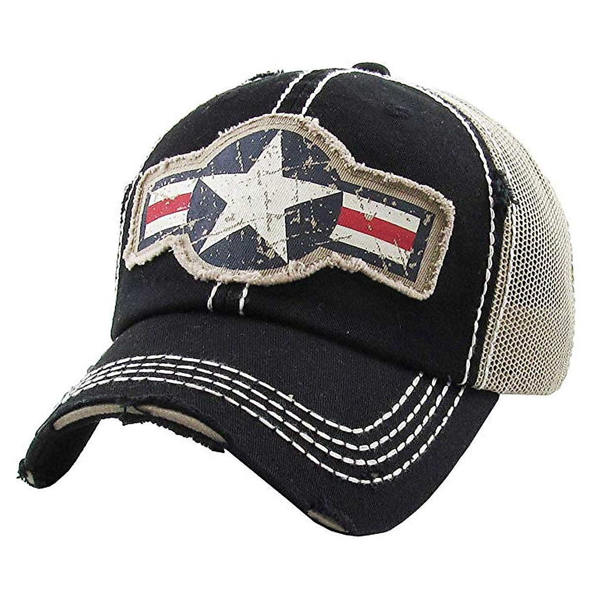 Funky Junque Mens Baseball Cap - Air Force Star Roundel (Black)