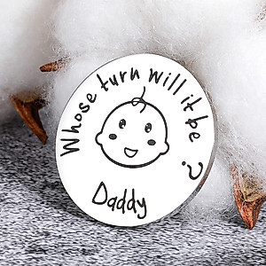 FANICE EOS New Baby Gifts for Parent Mom Dad Decision Coin for Women Men Pregnancy for First Time Mummy Daddy to Be Christmas Birthday Present Double-Sided (Silver)