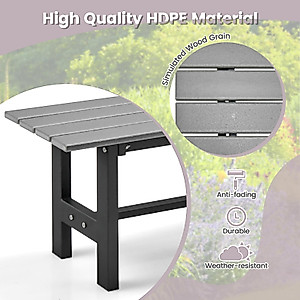 Tangkula 47” Outdoor Garden Bench, 2-Person Patio Park Bench with HDPE Slatted Seat & Metal Frame, 660 LBS Capacity, Rectangular Outdoor Dining Bench for Yard, Garden, Balcony, Entryway (2, Gray)