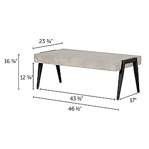 South Shore Industrial Coffee Table with Metal Legs, Gray & Black